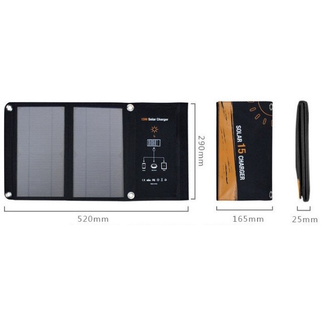 Incarcator portabil pliabil cu panou solar, 5V, 15W, Negru - eMAG.ro