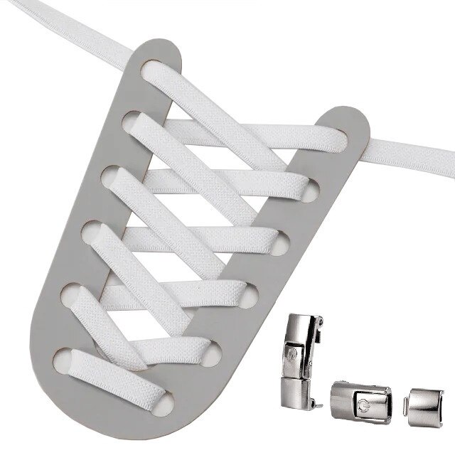 Sireturi Elastice cu sistem NO TOUCH cu clips magentic QuTek, flat, Alb ...