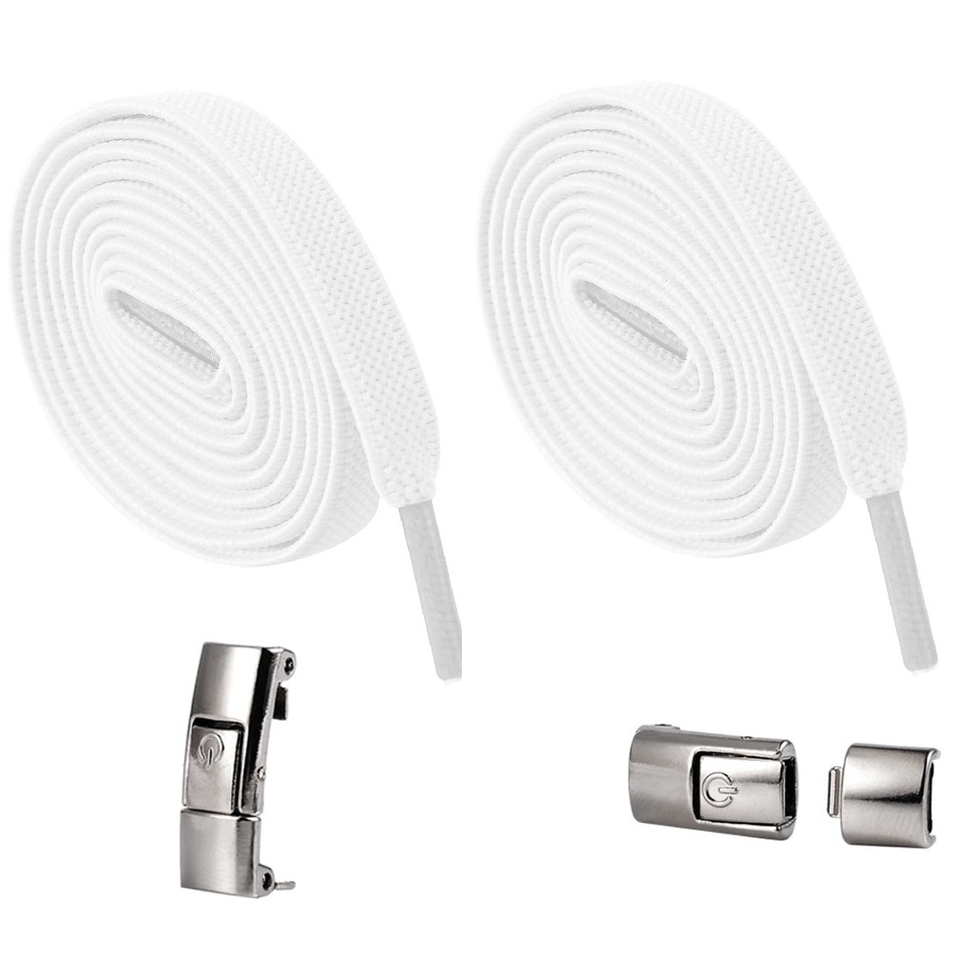 Sireturi Elastice cu sistem NO TOUCH cu clips magentic QuTek, flat, Alb ...