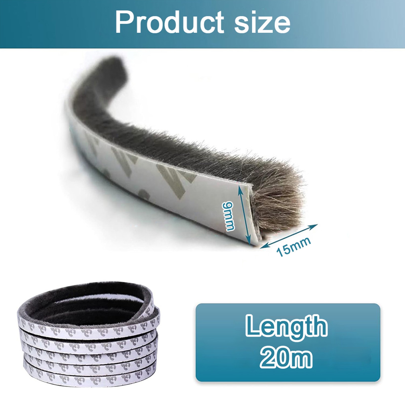 Garnitura perie ferestre, NUODWELL, Material polipropilena/lana, 20m ...