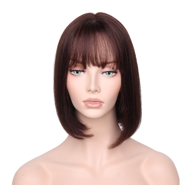 Peruca din par natural Bobo Castaniu, Oskar Shop - eMAG.ro