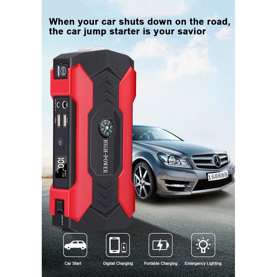 Starter Auto Multifunctional Portabil, pentru motor benzina/diesel 3/6L ...