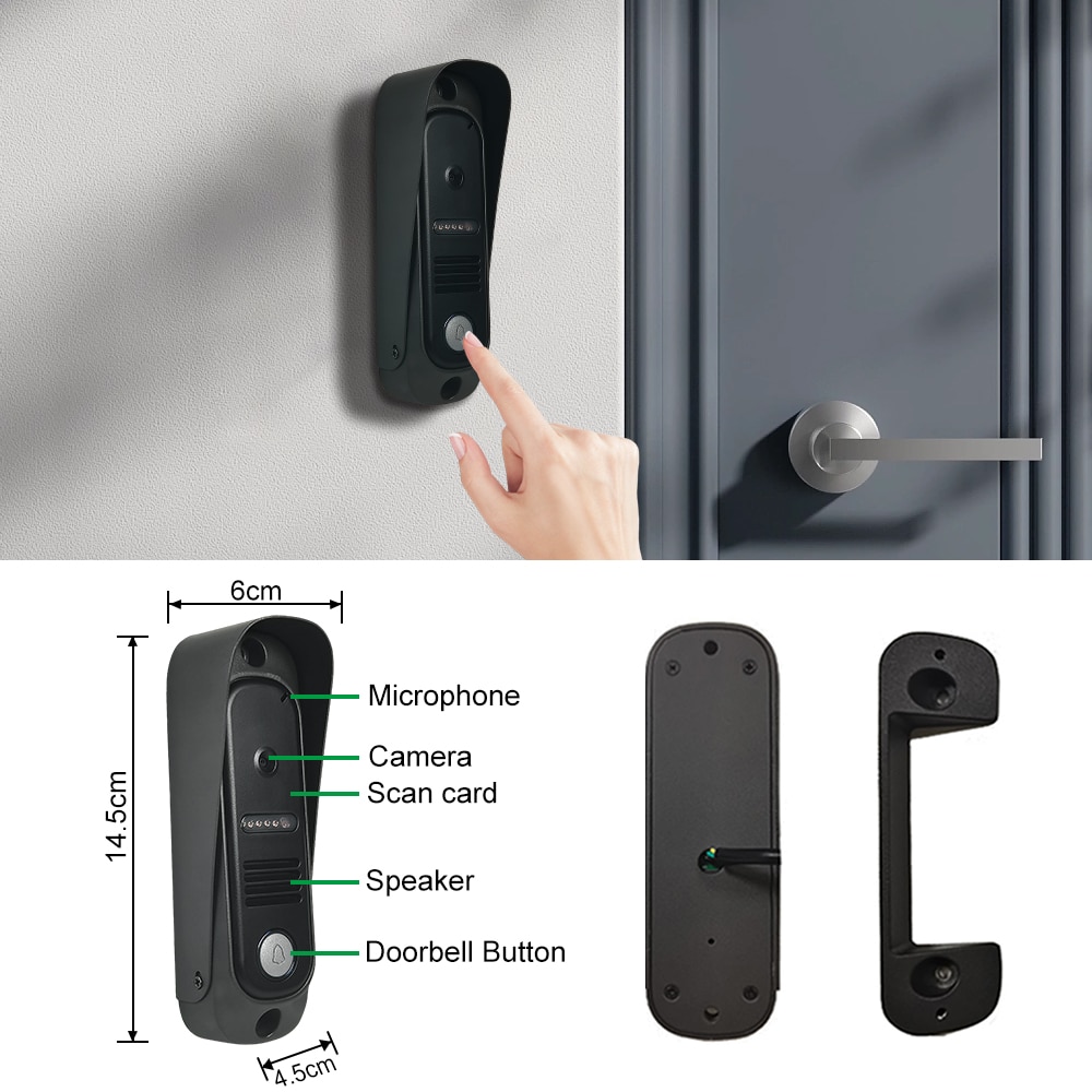 Sistem video de interfon cu fir RFID deblocare camerei cu ecran de 7 ...