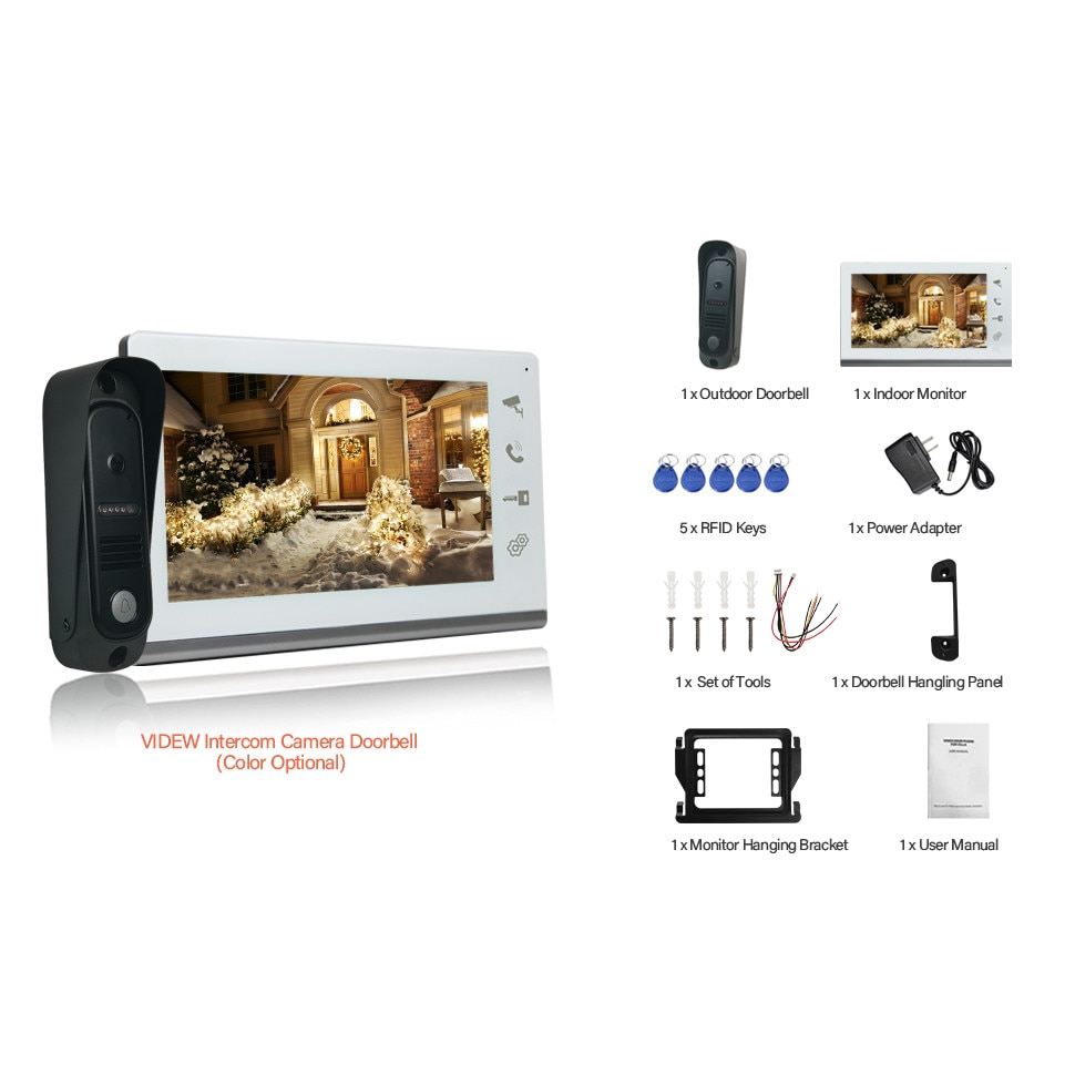 Sistem video de interfon cu fir RFID deblocare camerei cu ecran de 7 ...