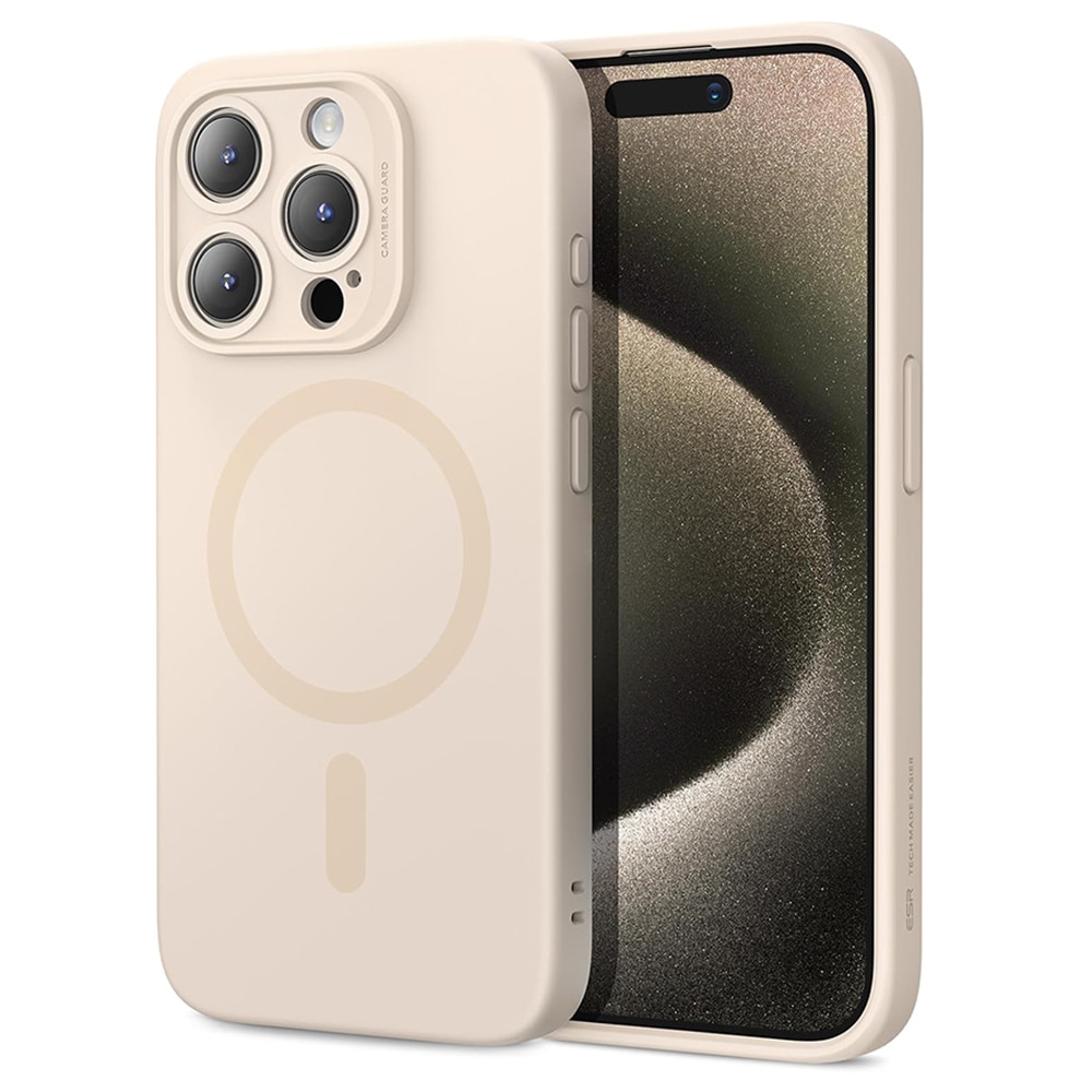 Кейс за iPhone 15 Pro Max - ESR Cloud Soft HaloLock - Light Tan - eMAG.bg