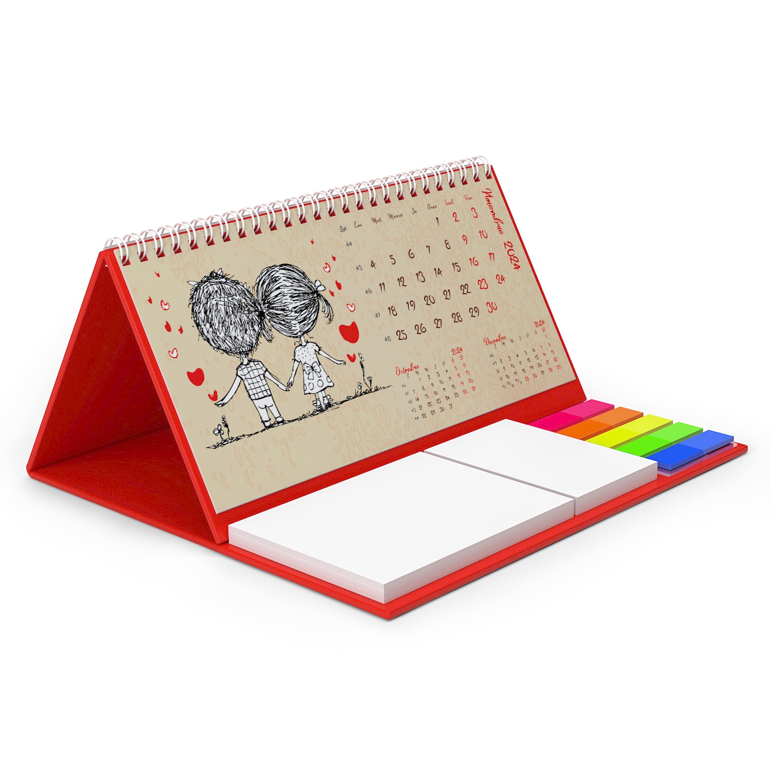 Calendar de birou cu notite repozitionabile ilustratii Dragoste - eMAG.ro