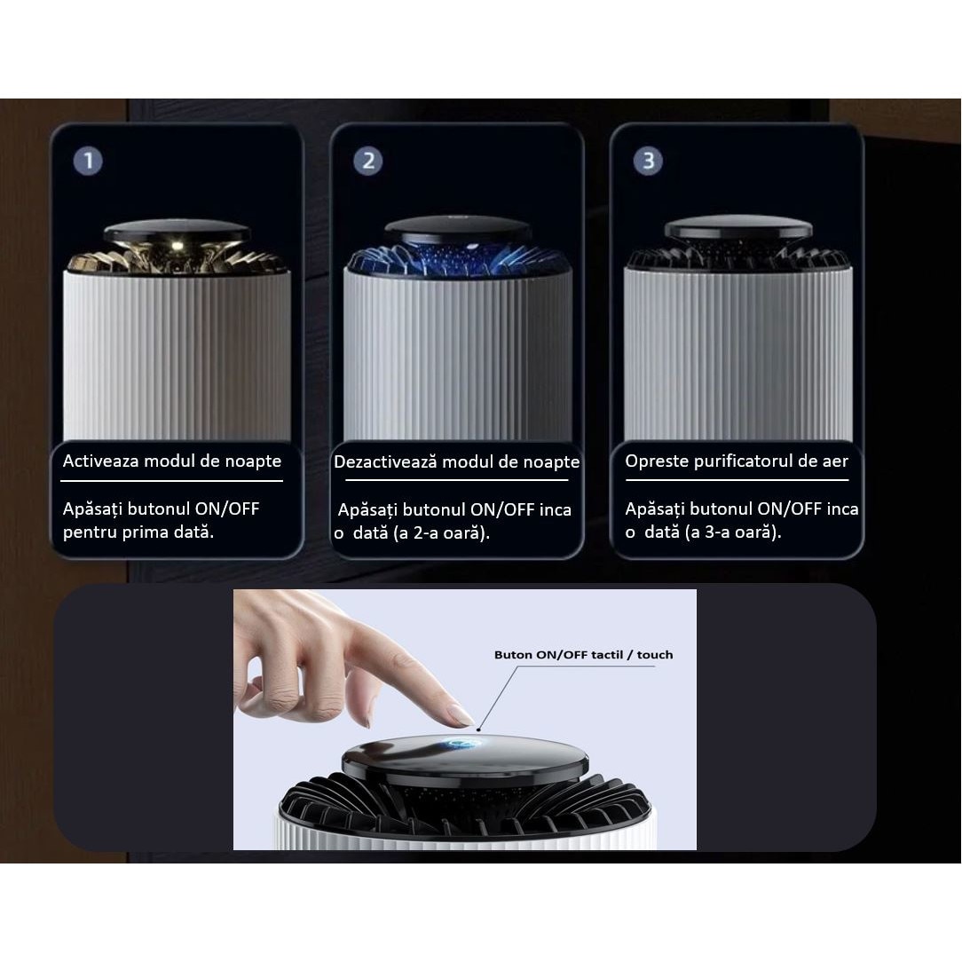 Purificator de Aer PureBreathe 360, Filtru HEPA, Sterilizare cu Raze UV ...