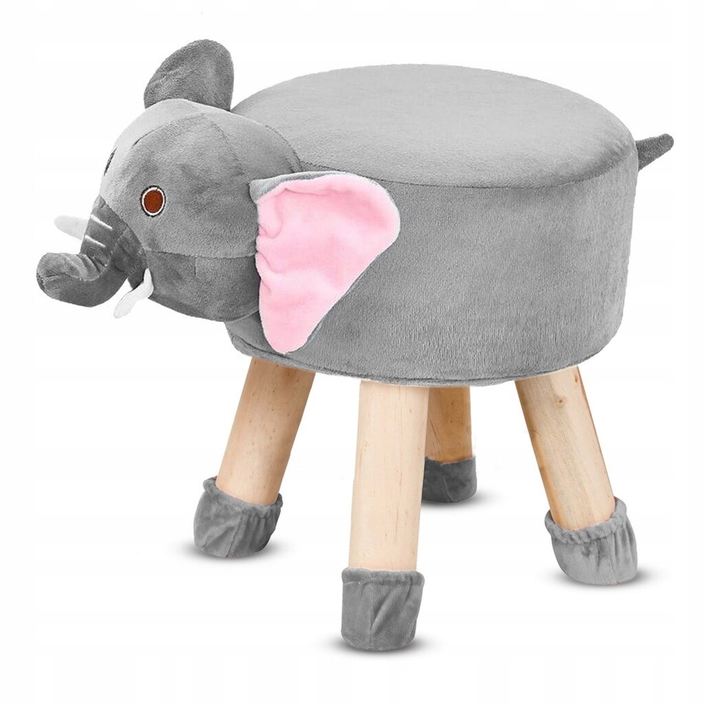 Taburet pentru copii, rotund 28x30cm, lavabil, model elefant - eMAG.ro