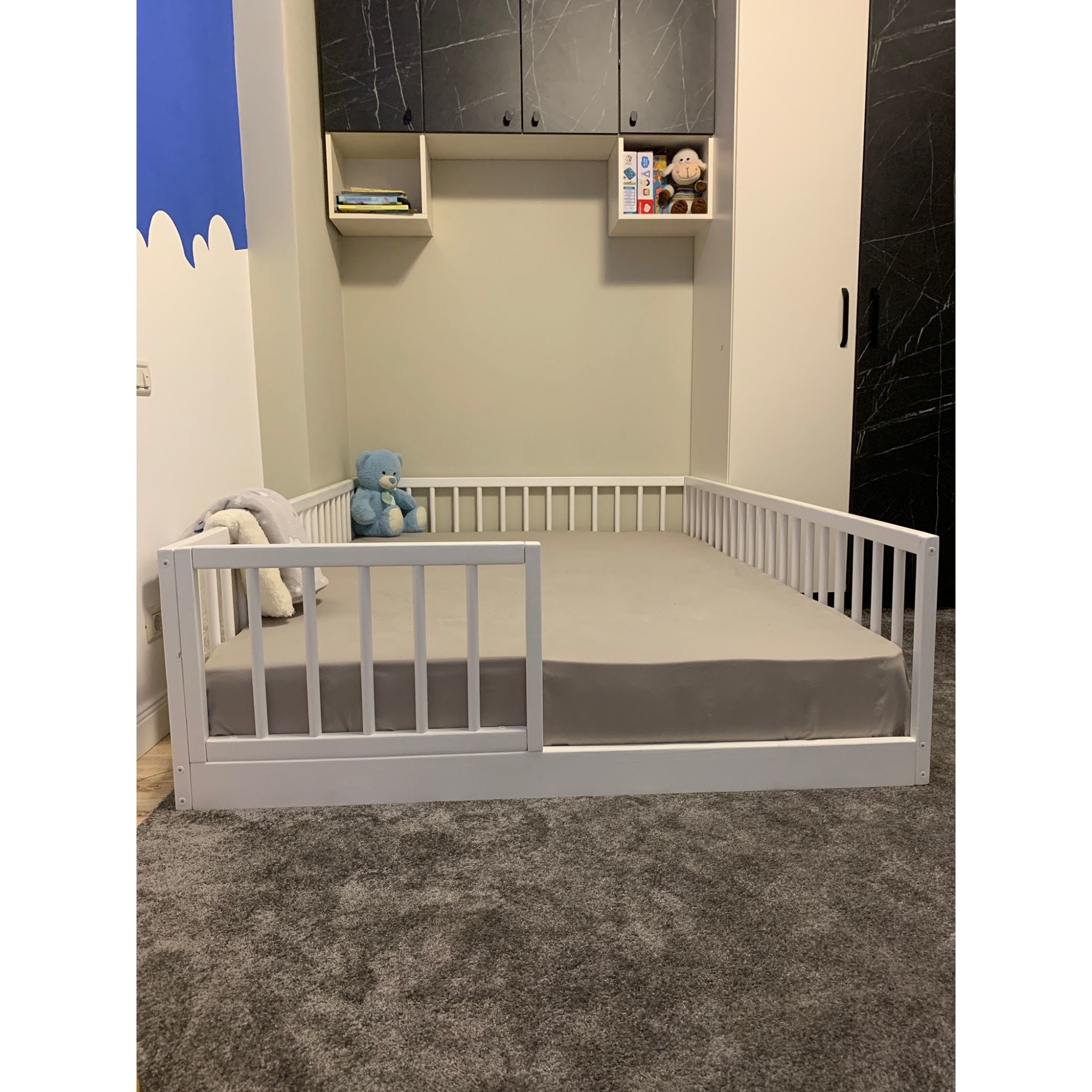 Pat Montessori din lemn masiv 140x200 pentru copii - eMAG.ro