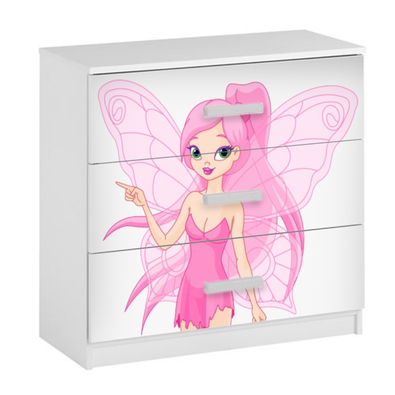 Comoda cu 3 sertare, Zana, Alb/roz, 40x60x60 cm - eMAG.ro