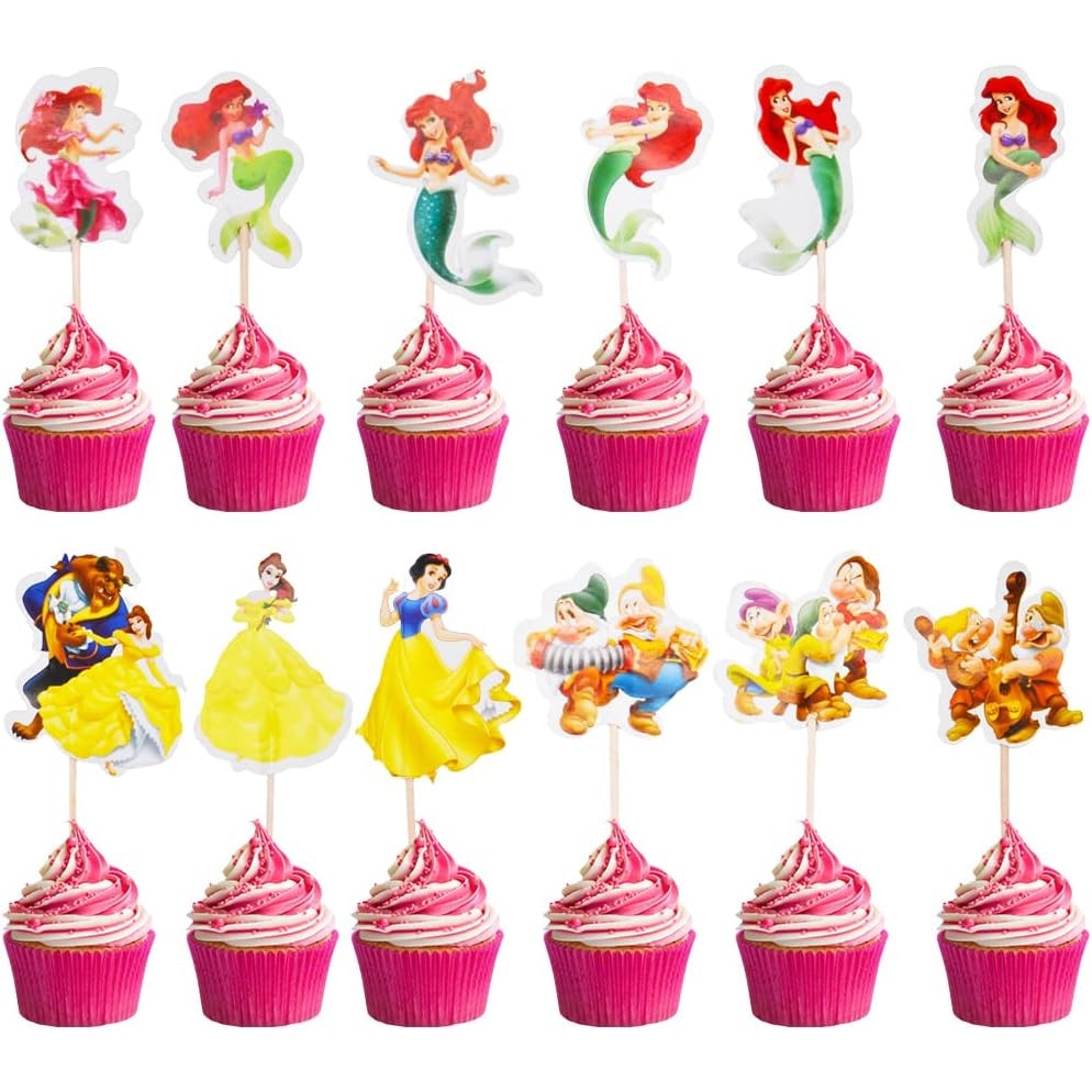 Decoratiune tort, 72 bucati, tematica Disney, mica Sirena, Cenusareasa ...