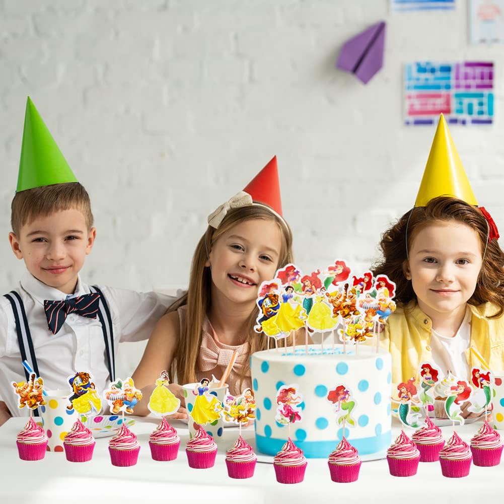 Decoratiune tort, 72 bucati, tematica Disney, mica Sirena, Cenusareasa ...