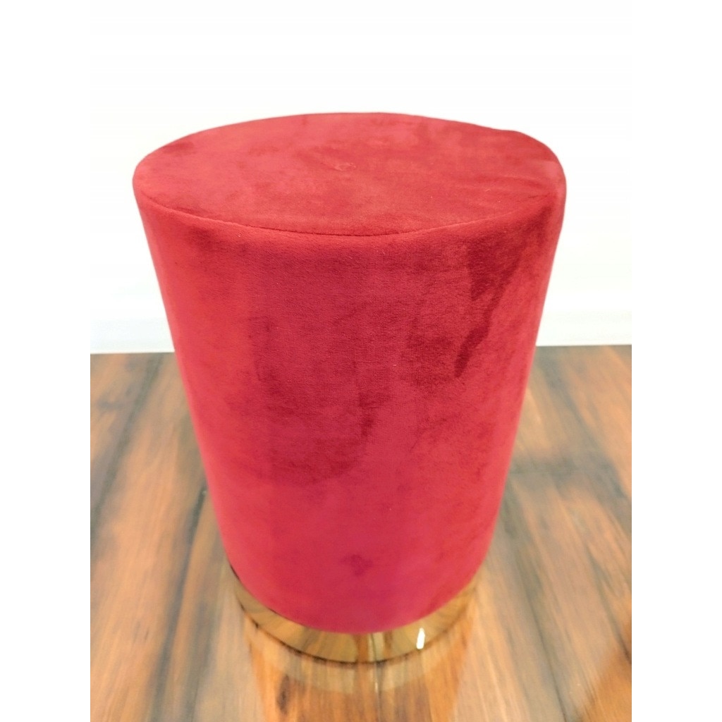 Taburet rotund, tapitat cu stofa, sarcina 100kg, 28x42cm, rosu - eMAG.ro