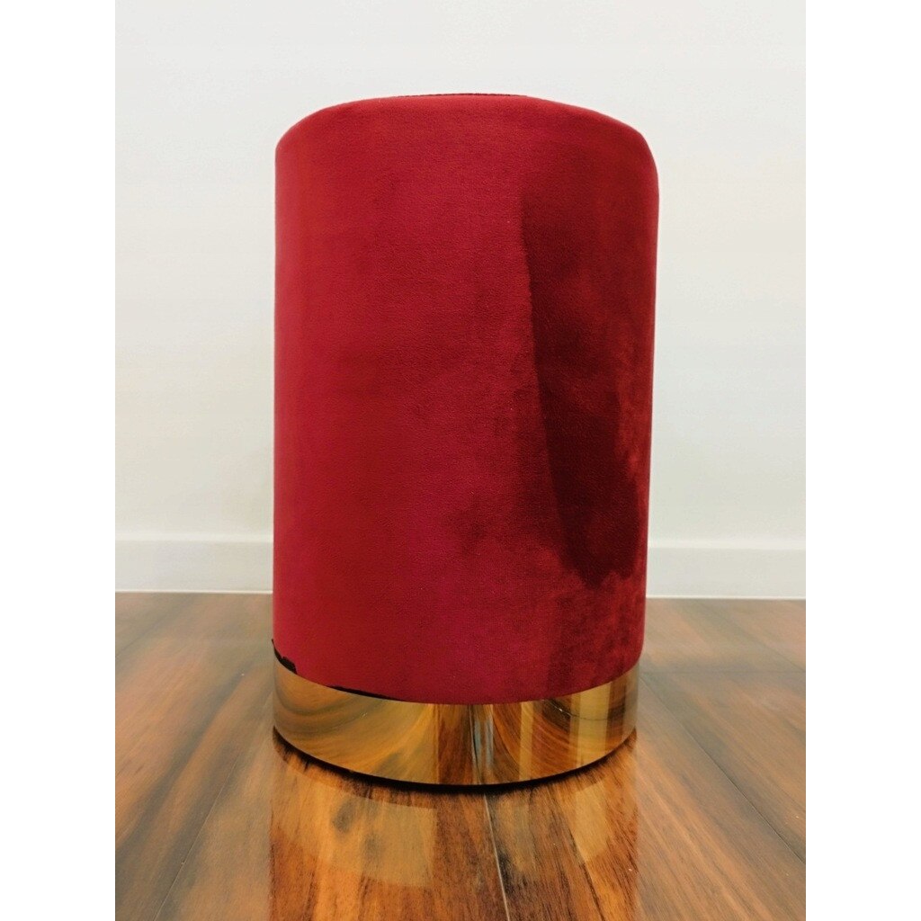 Taburet rotund, tapitat cu stofa, sarcina 100kg, 28x42cm, rosu - eMAG.ro