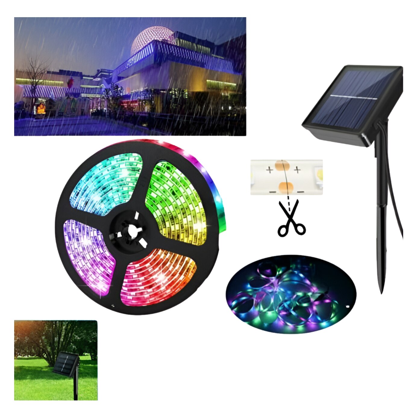 Banda LED solara, Multicolor, E-manor® - eMAG.ro