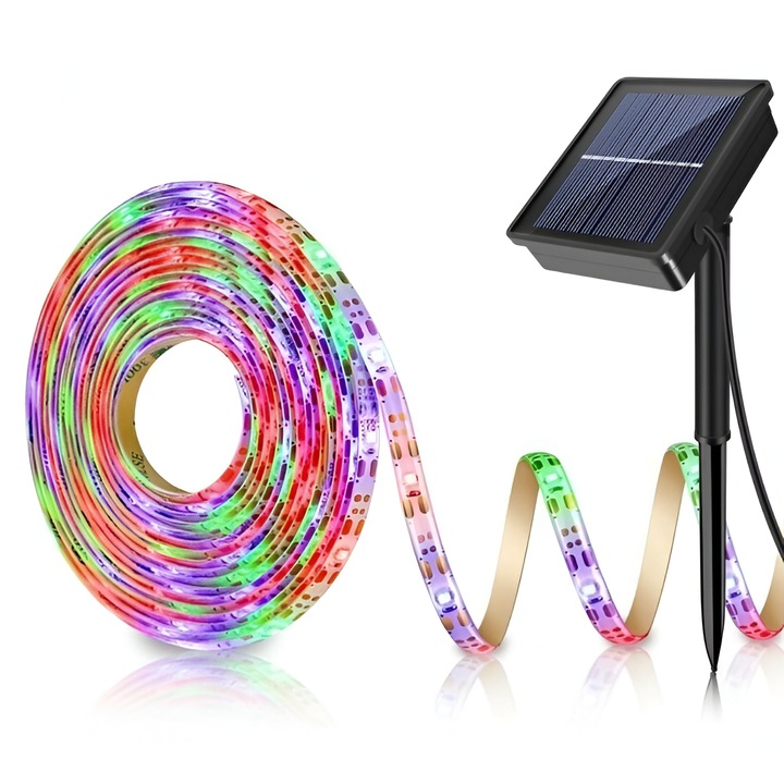Banda LED solara, Multicolor, E-manor® - eMAG.ro