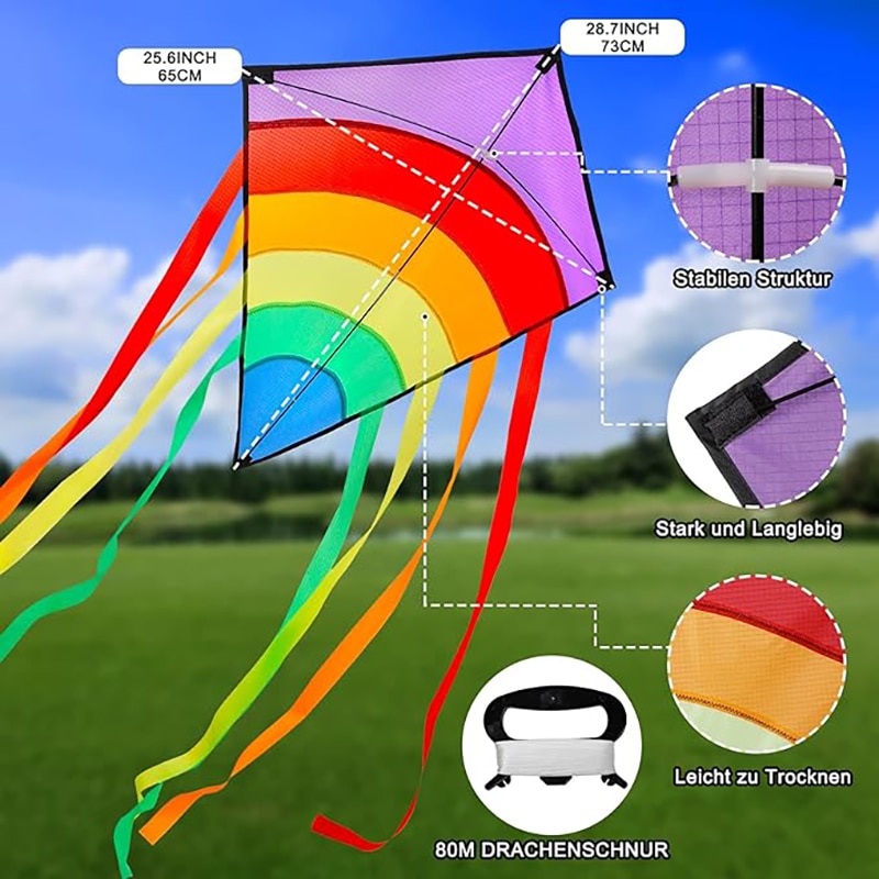 Zmeu pentru copii, Poliester, 80m, 65x73cm, Multicolor - eMAG.ro