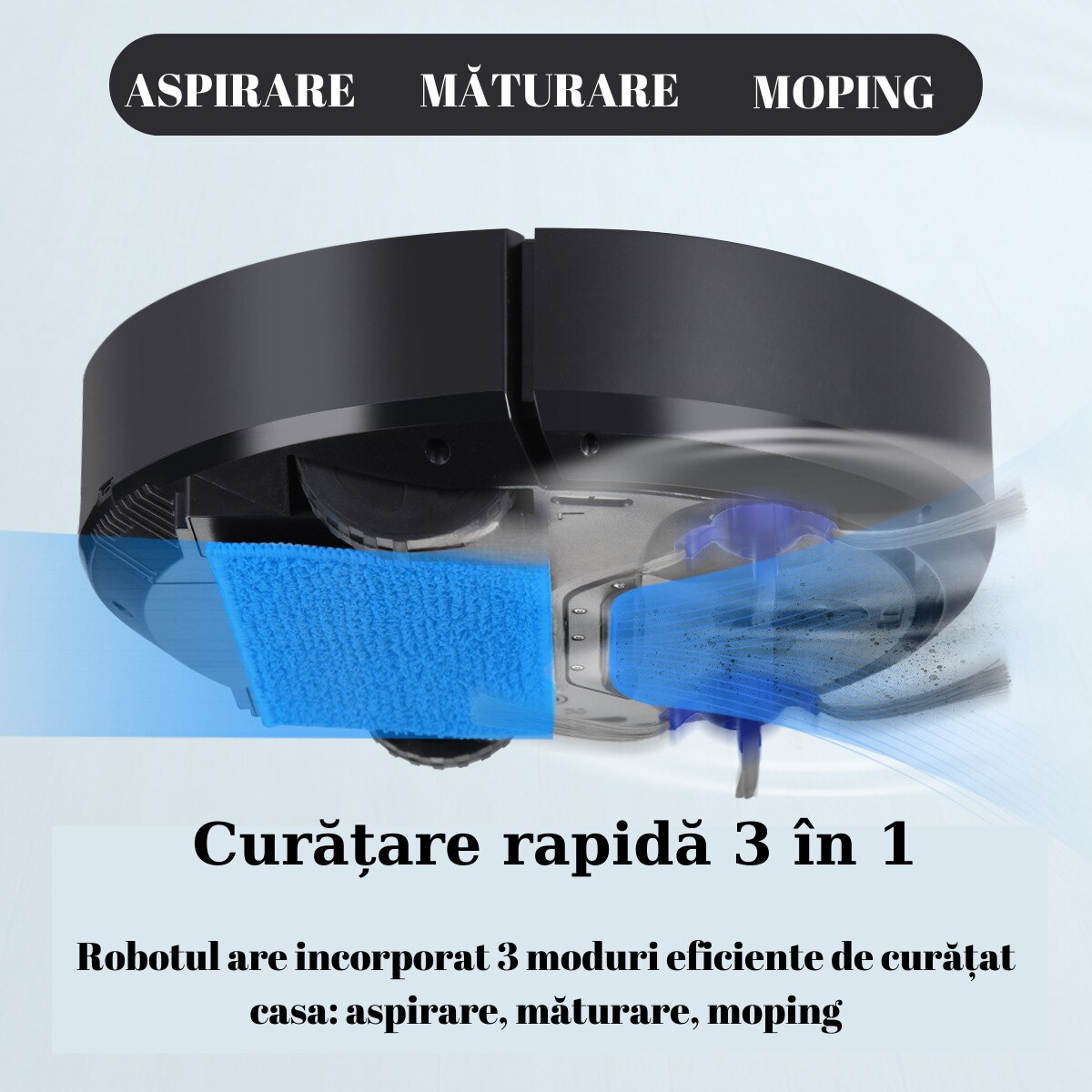 Robot de aspirare alb, Aspirator si mop, WI-FI, controlabil prin ...