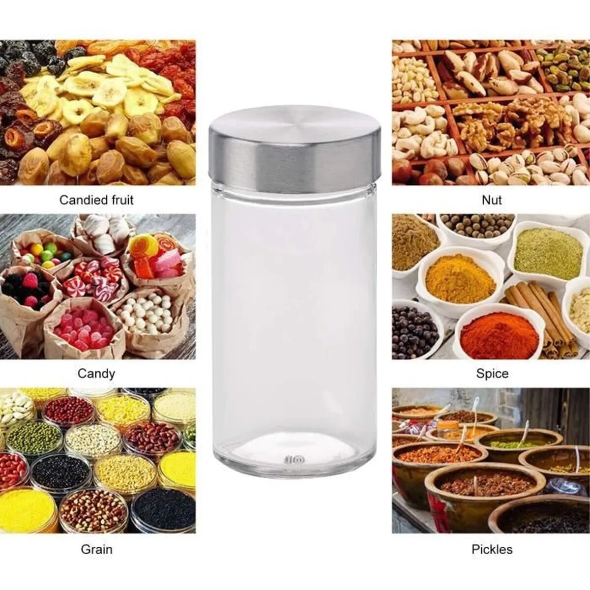 Recipiente pentru condimente din sticla cu capac de plastic, set 6 ...