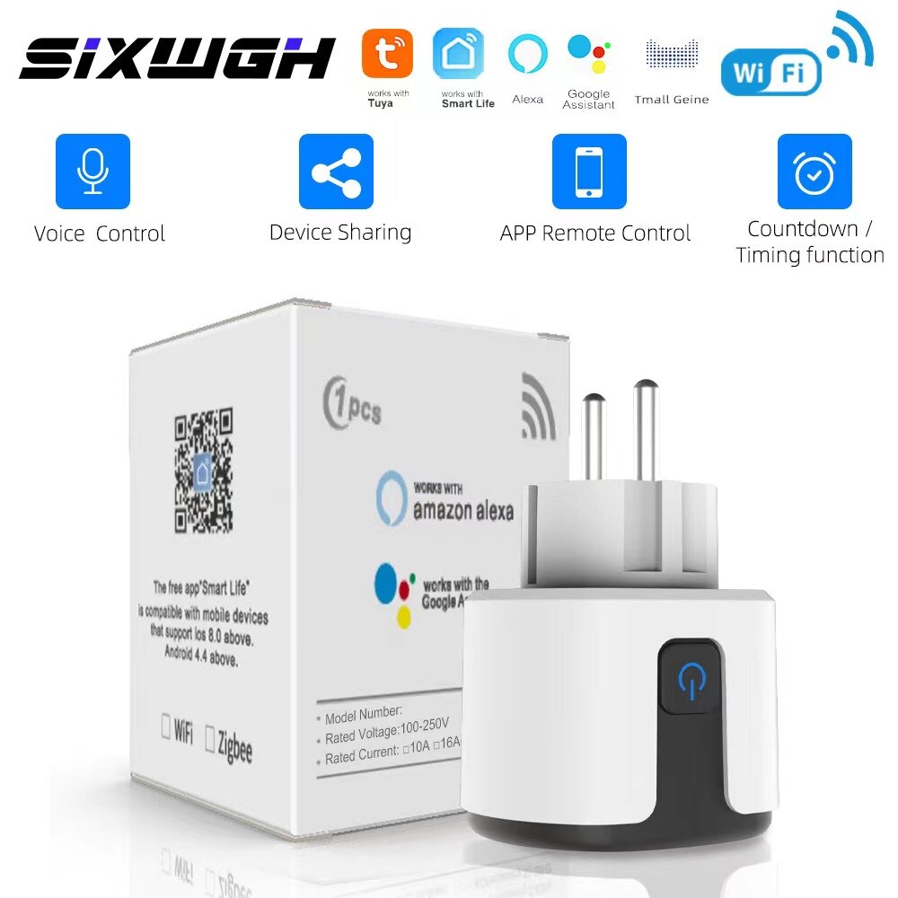 Priza UE, 20A, WIFI+Bluetooth, ABS, 4400W, Alb/Gri - eMAG.ro