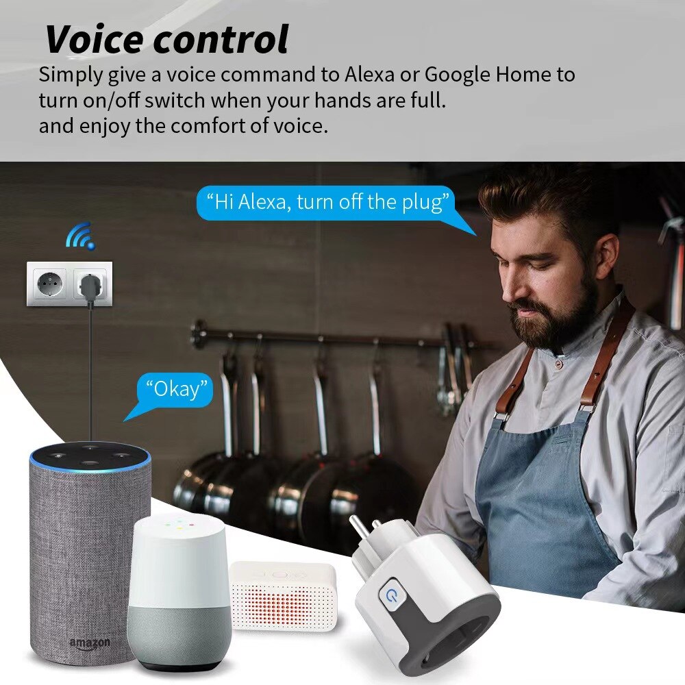 Priza UE, 20A, WIFI+Bluetooth, ABS, 4400W, Alb/Gri - eMAG.ro