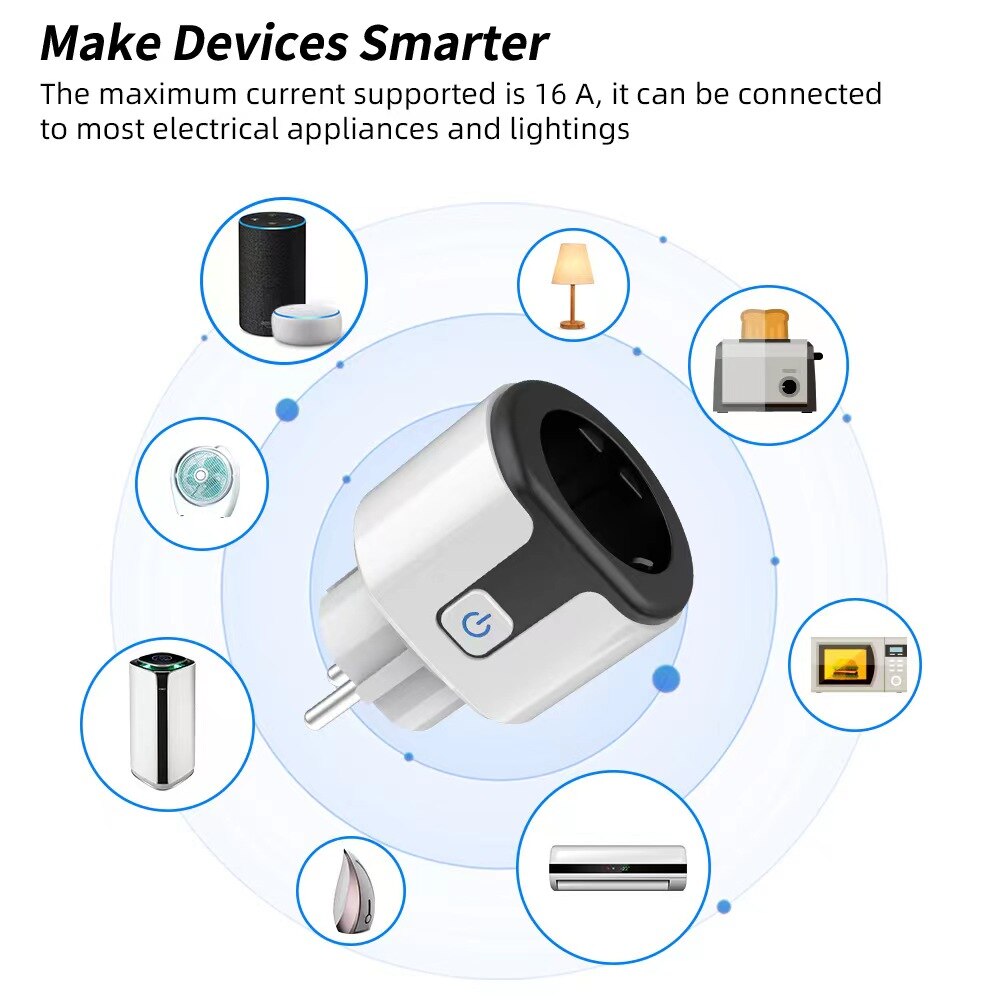 Priza UE, 20A, WIFI+Bluetooth, ABS, 4400W, Alb/Gri - eMAG.ro