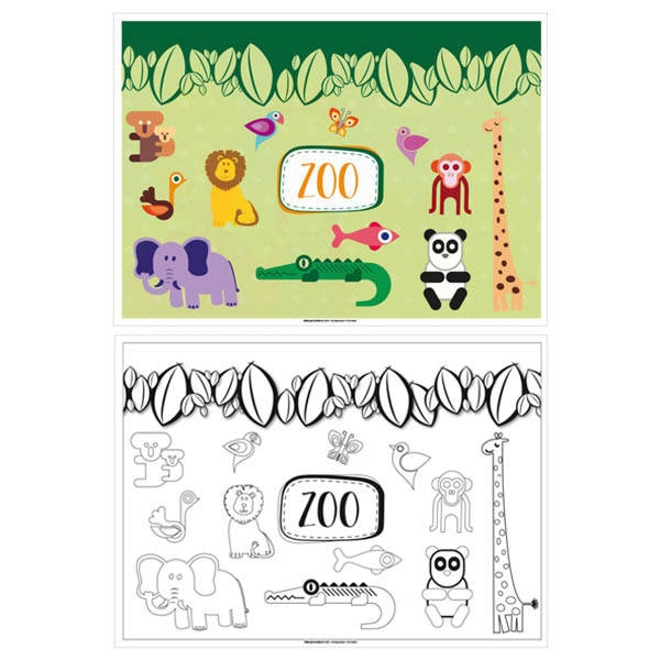 Set 250 fise de colorat fata-verso, Hartie, „Zoo” 31 x 43 cm - eMAG.ro