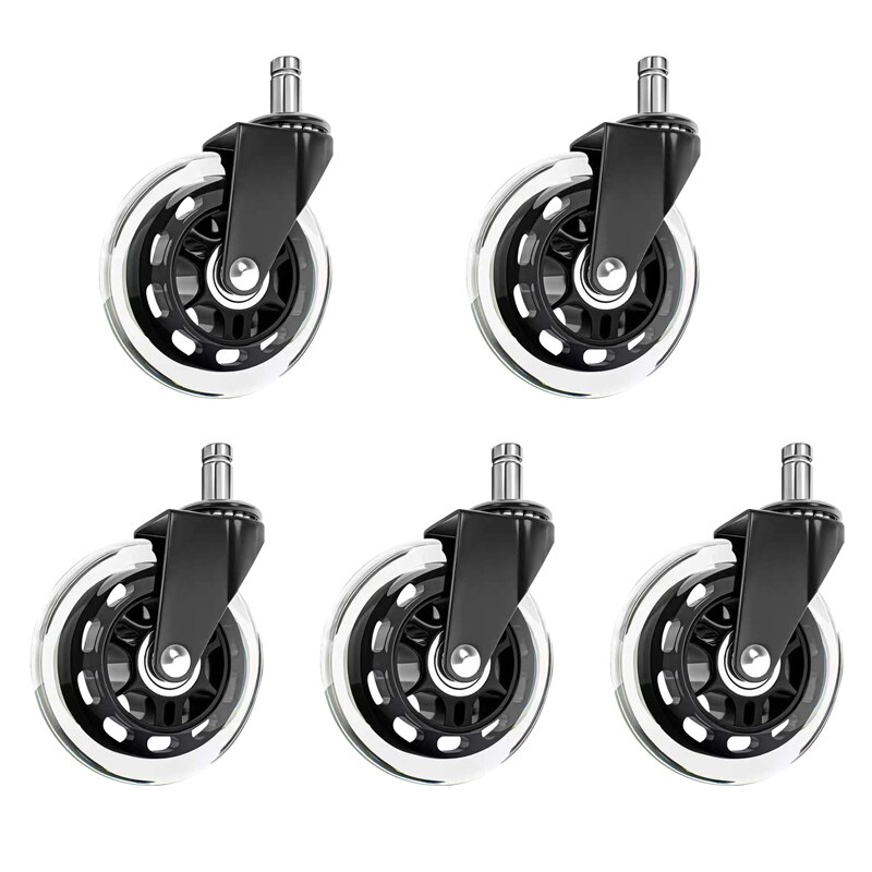 Set 5 roti pentru scaune, Vaxiuja, Poliuretan, Negru/Transparent - eMAG.ro