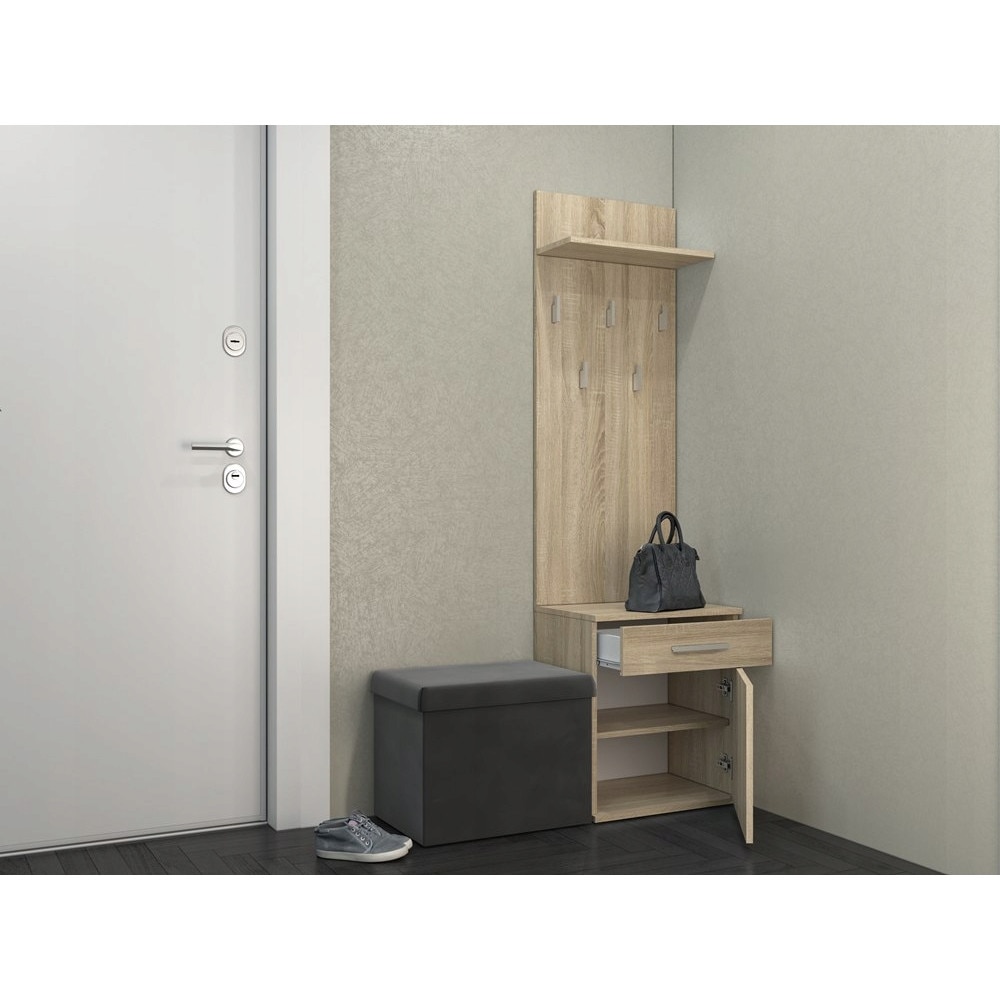 Cuier cu dulap pentru incaltaminte, Topeshop, PAL laminat, Stejar ...