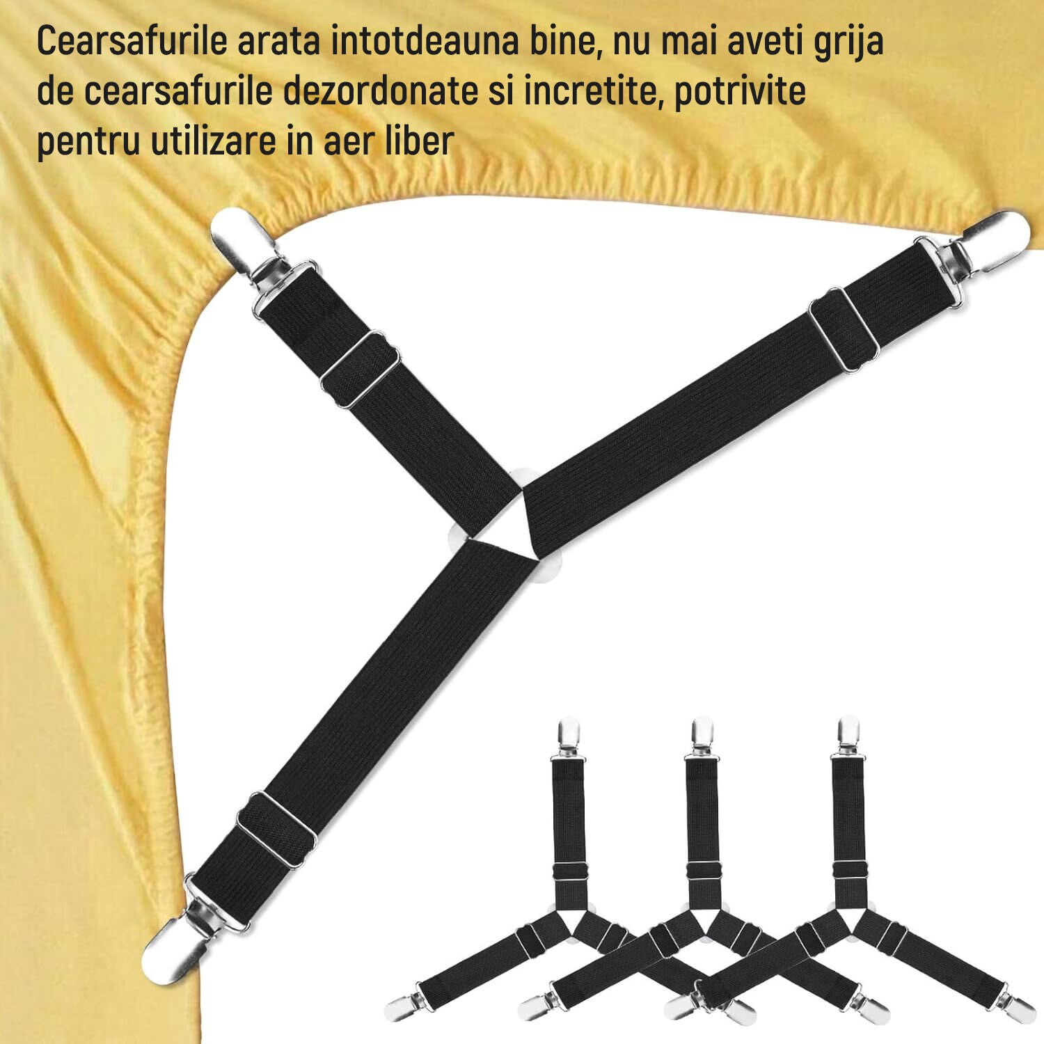 Set 4 elemente fixare cearceaf, Vaxiuja, Pentru fixarea lenjeriei de ...
