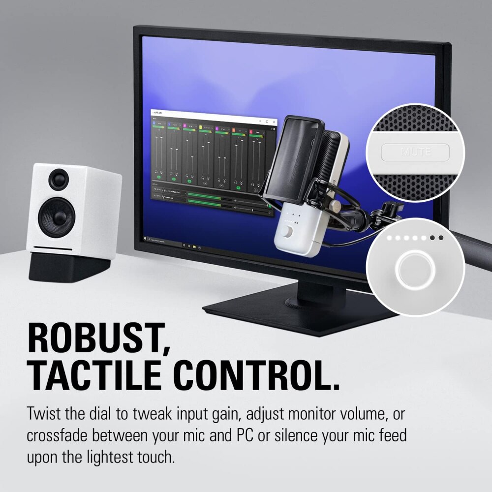 Microfon Desktop Elgato Wave 3, Alb - eMAG.ro