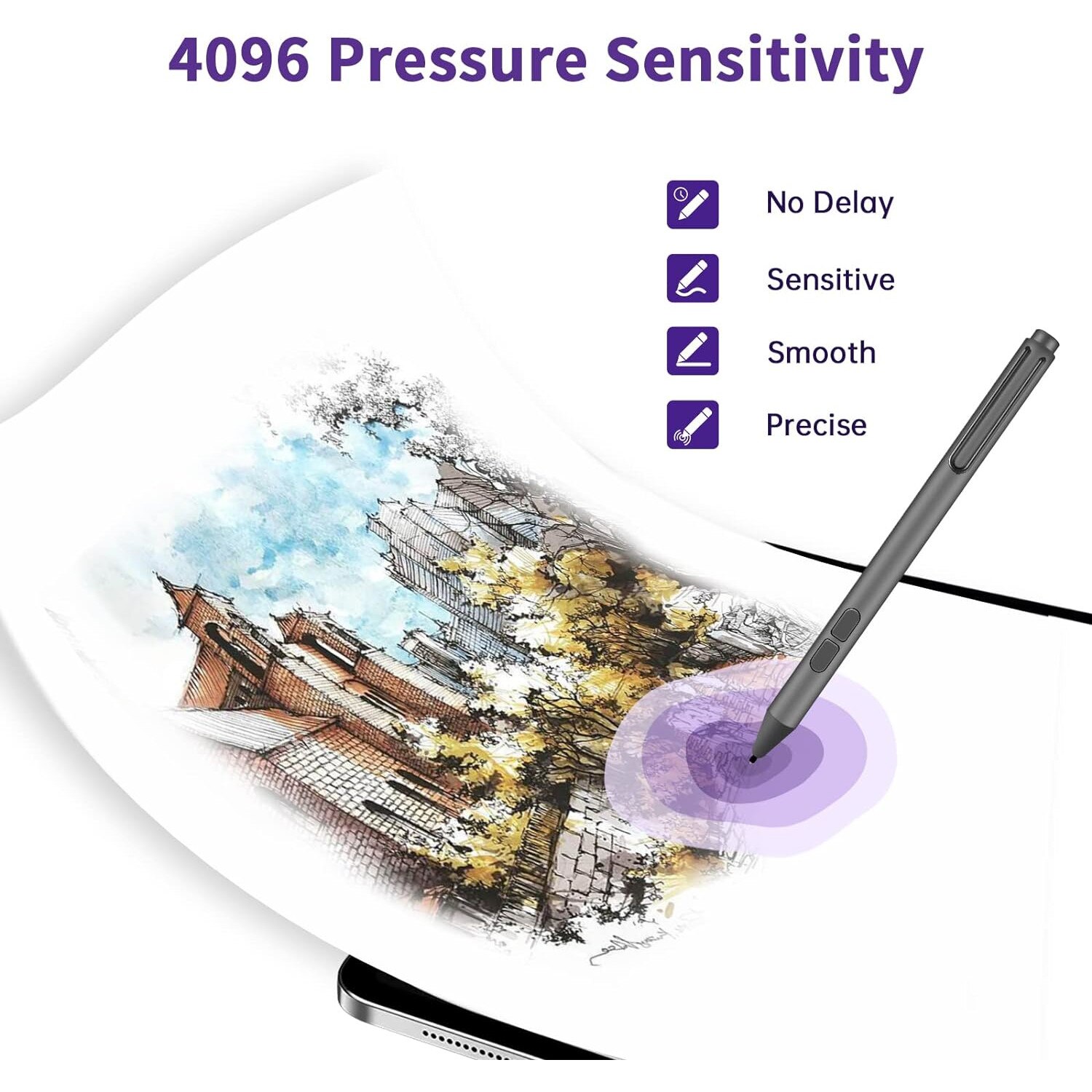 Pix Stylus pentru Microsoft Surface, 4096 puncte presiune, compatibil ...