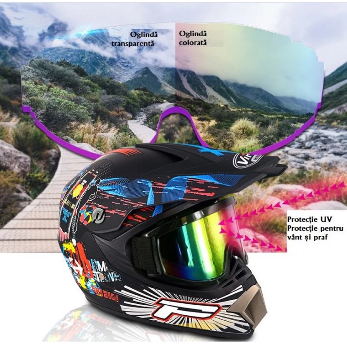 Set Casca Cross cu Manusi, Ochelari, Cagula, pentru Motociclete, Dirt ...