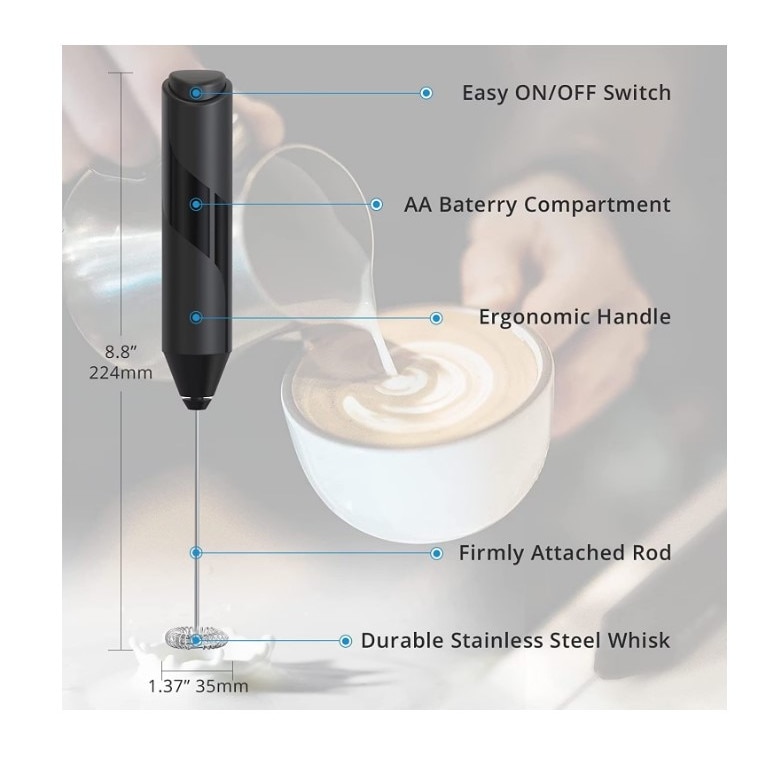 Mixer spuma de lapte, negru, ideal pentru cappuccino, caffe latte ...