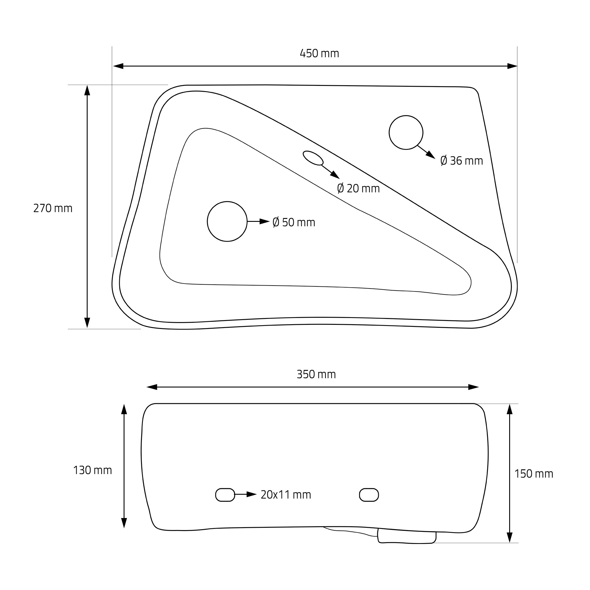 Chiuveta ML-Design, ceramica, negru mat, 450x270x130mm, instalare ...