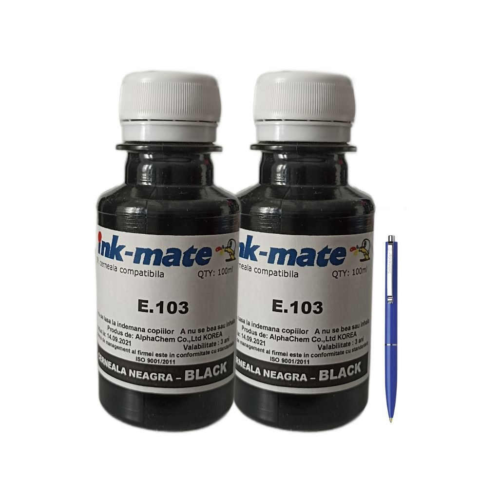 Set Flacon Cerneala InkMate Compatibil Epson (103) 2x100ml Negru si Pix Schneider - eMAG.ro