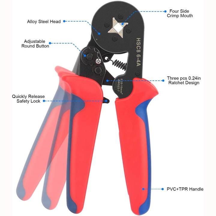 Cleste de sertizare cablu fotovoltaic MC4, auto-reglabil cu revenire ...
