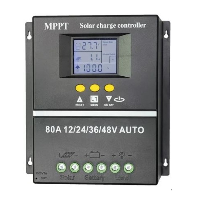 Napelemes vezérlő, MPPT, PWM, 12V/24V/36V/48V, 100A, LCD kijelző - eMAG.hu