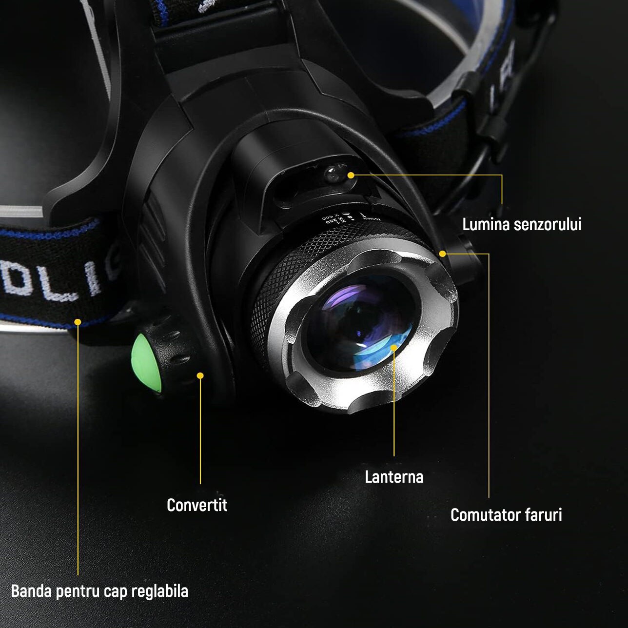 Lanterna de cap, Sundiguer, Luminozitate ajustabila, LED, rezistenta la ...