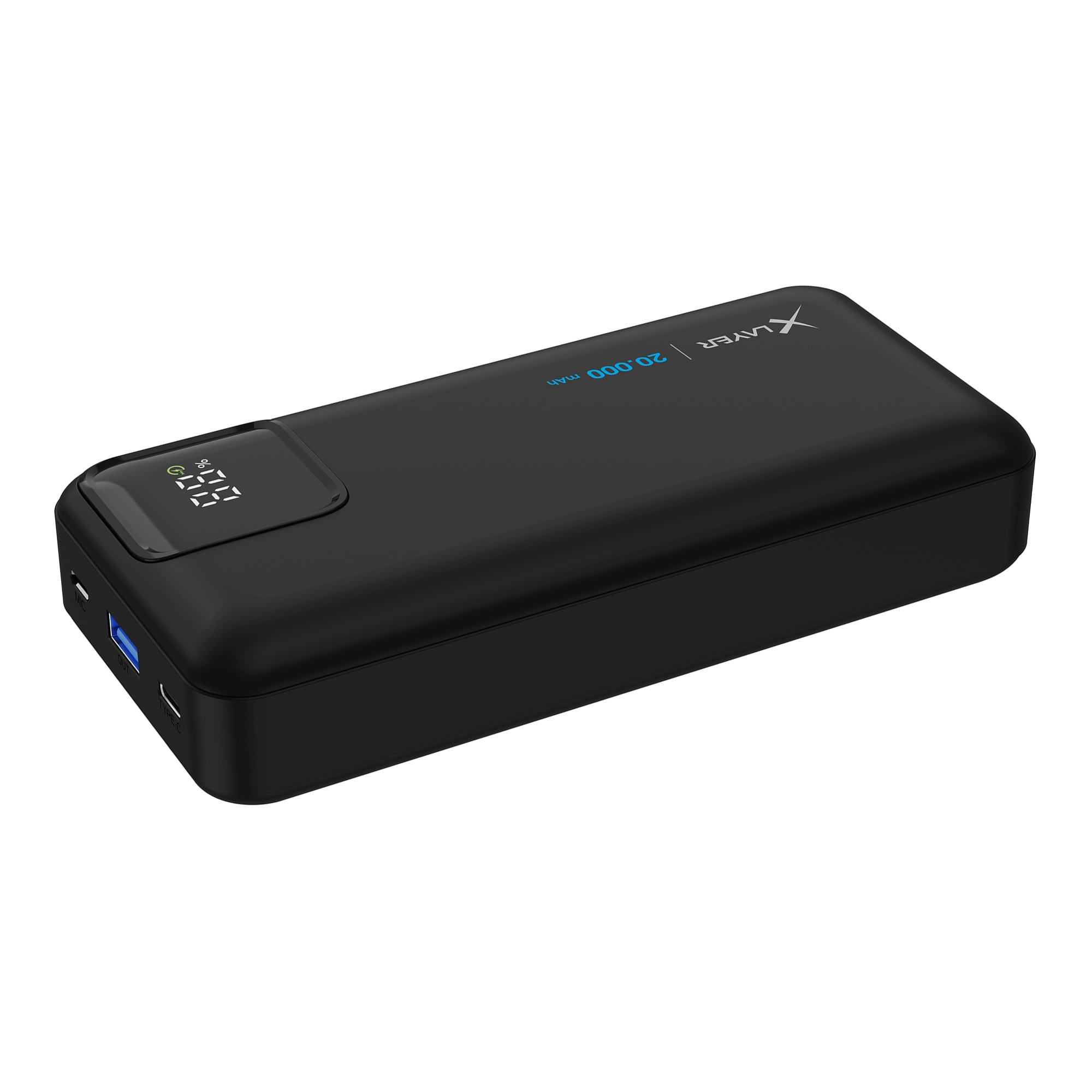 Powerbank 20000mAh XLayer PD, cabluri incorporate, afisaj LED, black ...
