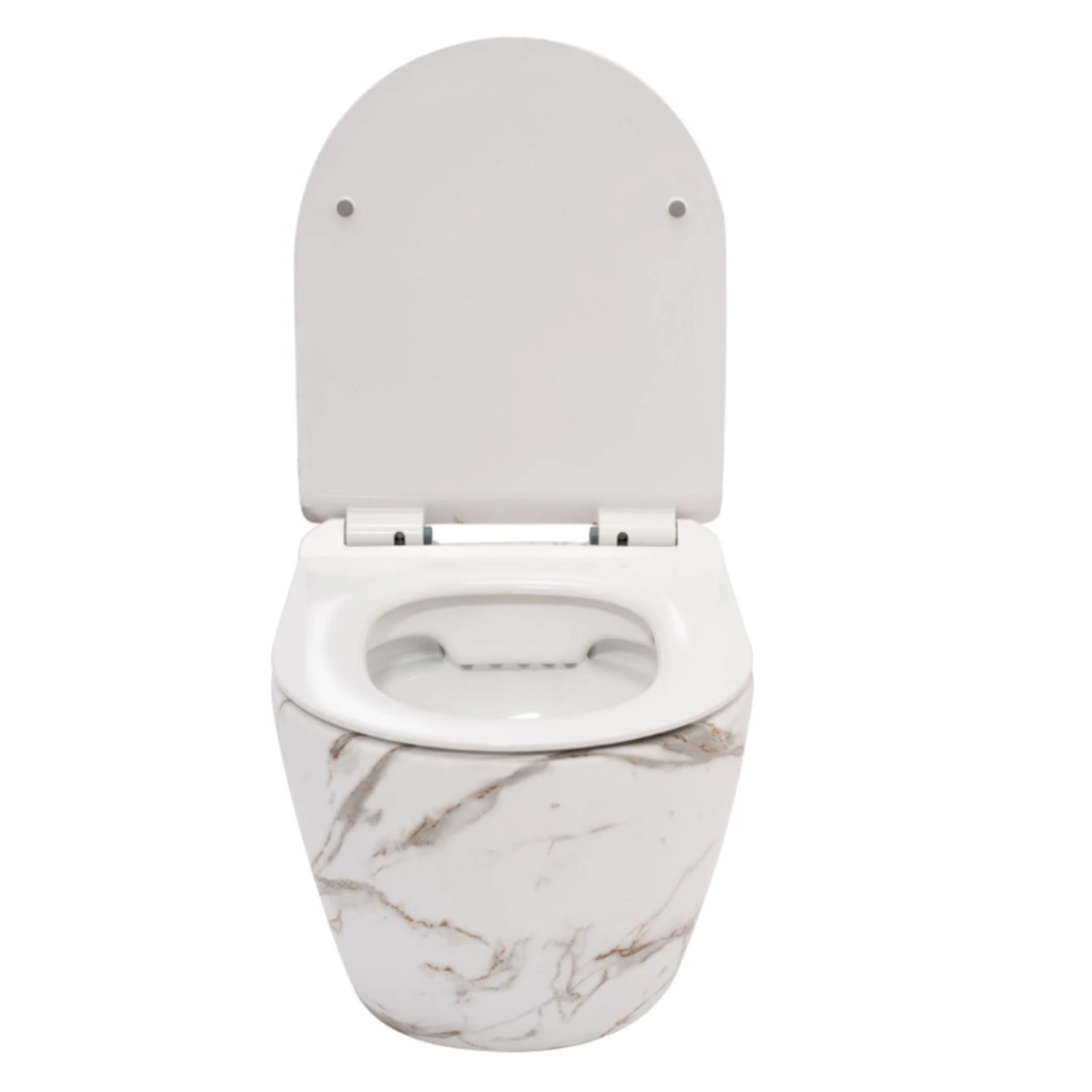 Vas Wc, finisaj marmura, Rimless, 49x36 cm, montaj suspendat, capac ...