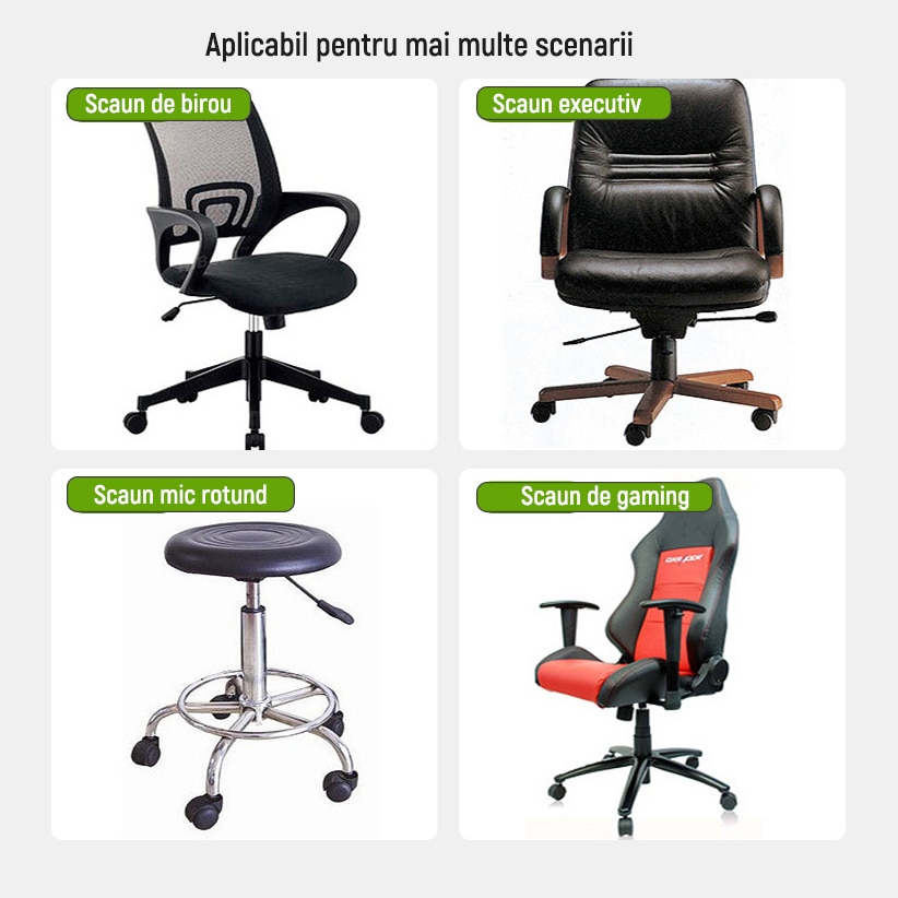 Set de 5 roti pentru scaun birou, Vaxiuja, Diametru tija 10mm, diametru ...