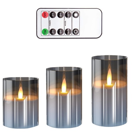 Set 3 lumanari electrice, YWX, LED, Cu telecomanda, Negru - eMAG.ro