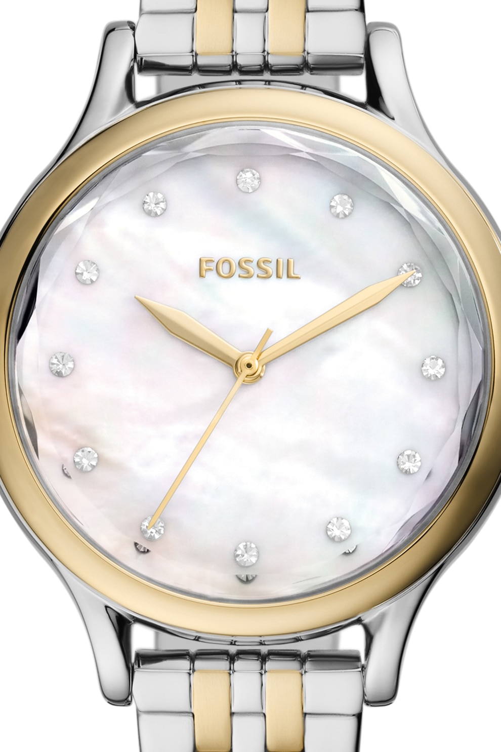 Fossil, Двуцветен часовник със седефен циферблат, Сребрист, Златист ...