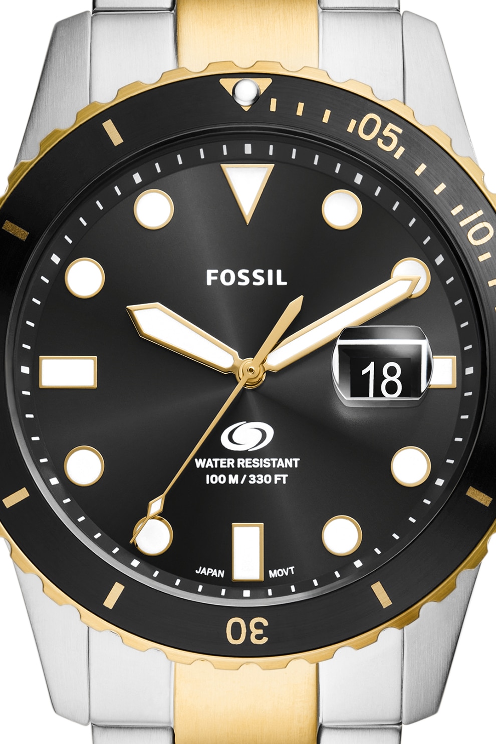 Fossil, Ceas quartz de otel inoxidabil cu model bicolor, Argintiu ...