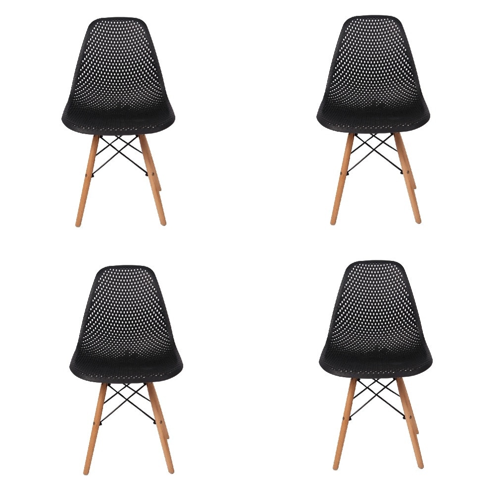 Set 4 scaune bucatarie / living fix MMB-83, lemn natur si polipropilena ...