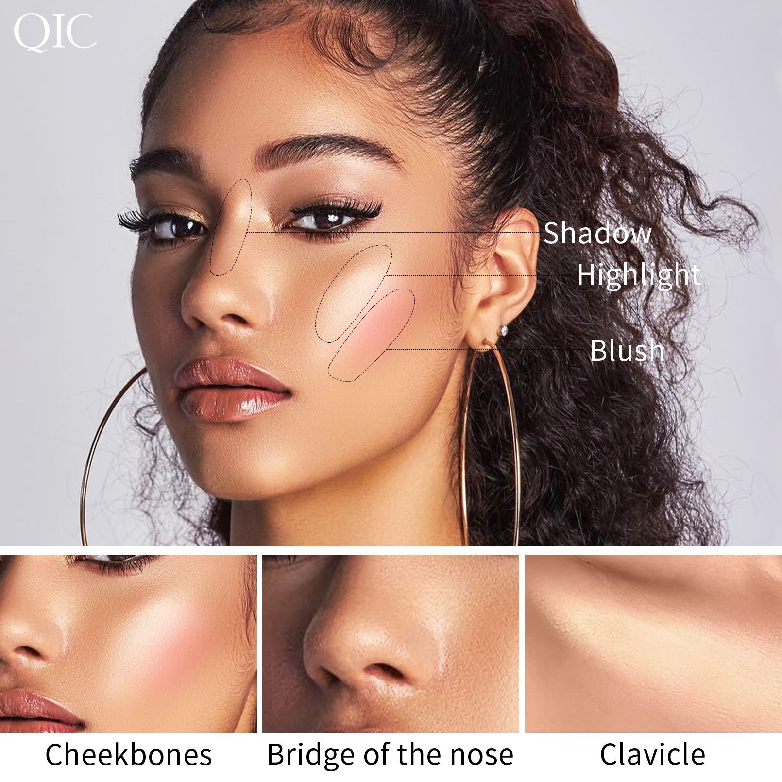 Fard de obraz, QIC, Highlight, Aspect lucios, roz 01, 6g - eMAG.ro