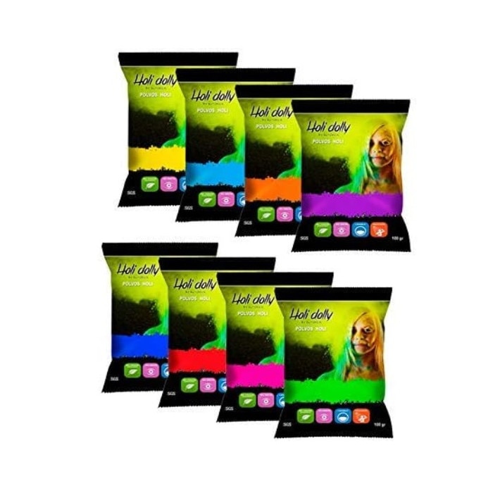 Pudra colorata, Holi Dolly, 8 pungi, 8 culori, 100 grame fiecare ...