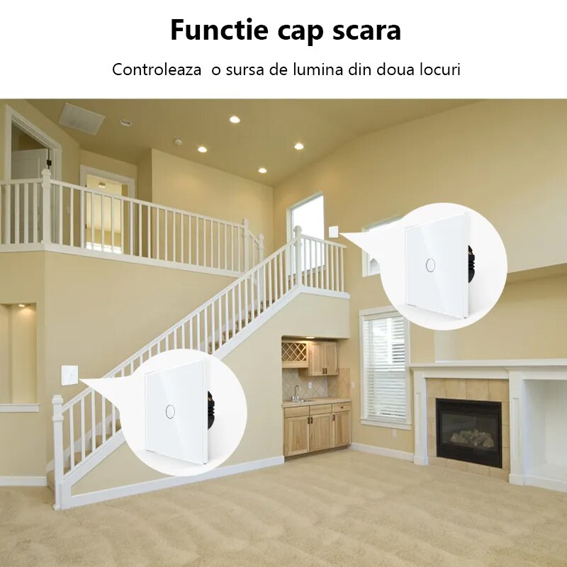 Intrerupator Smart WIFI Google Home pe touch din sticla cu functie de ...