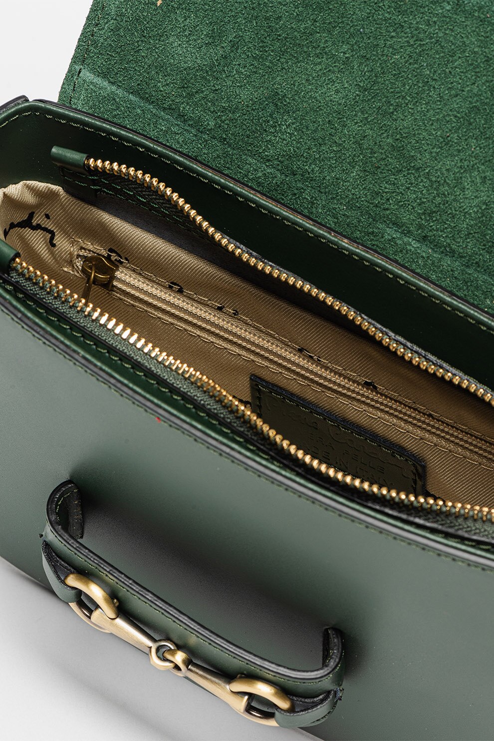 Pierre Cardin, Geanta crossbody de piele cu logo, Verde padure - eMAG.ro